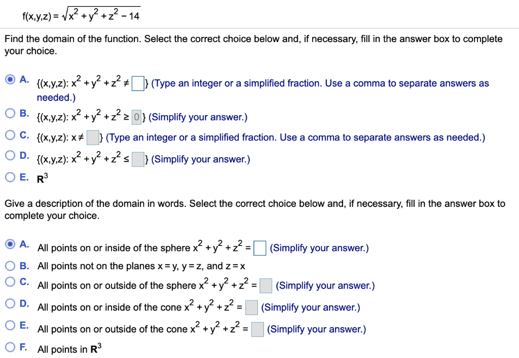 Solved Find the domain of the following function. If | Chegg.com
