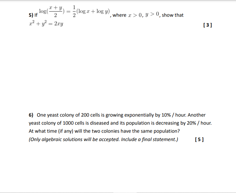 Solved If log(x+y2)=12(logx+logy), ﻿where x>0,y>0, ﻿show | Chegg.com