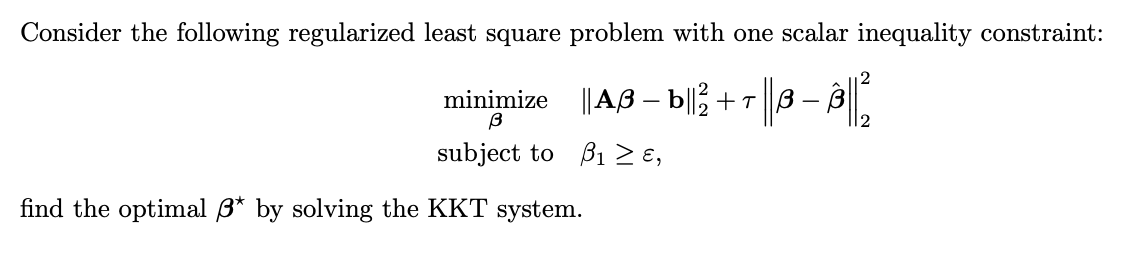 Consider the following regularized least square | Chegg.com