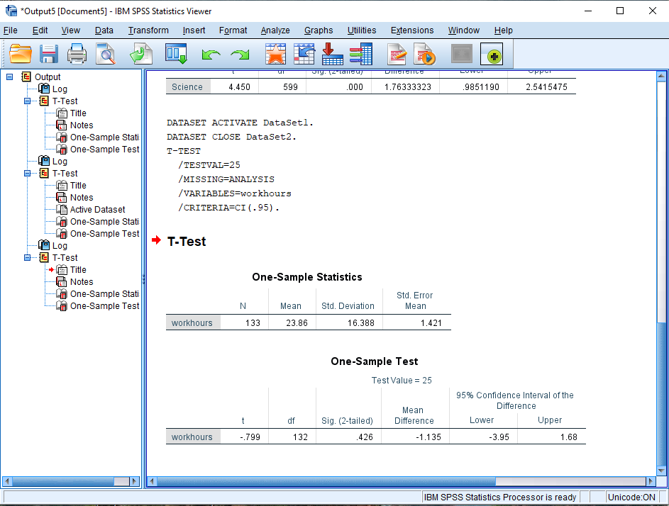 Solved Let's use SPSS to run a one-sample t-test! Imagine | Chegg.com