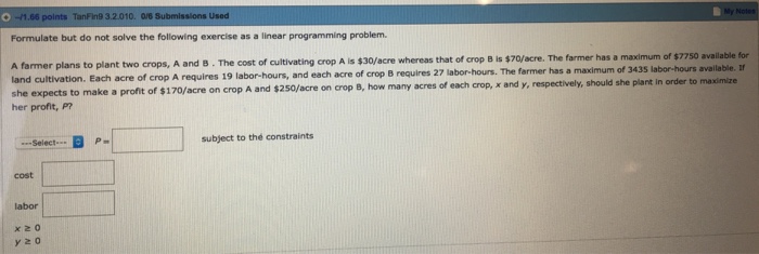 Solved Formulate but do not solve the following exercise as | Chegg.com
