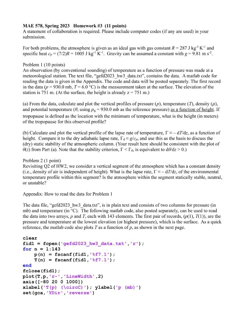 Solved MAE 578, Spring 2023 Homework \#3 (11 points) A | Chegg.com