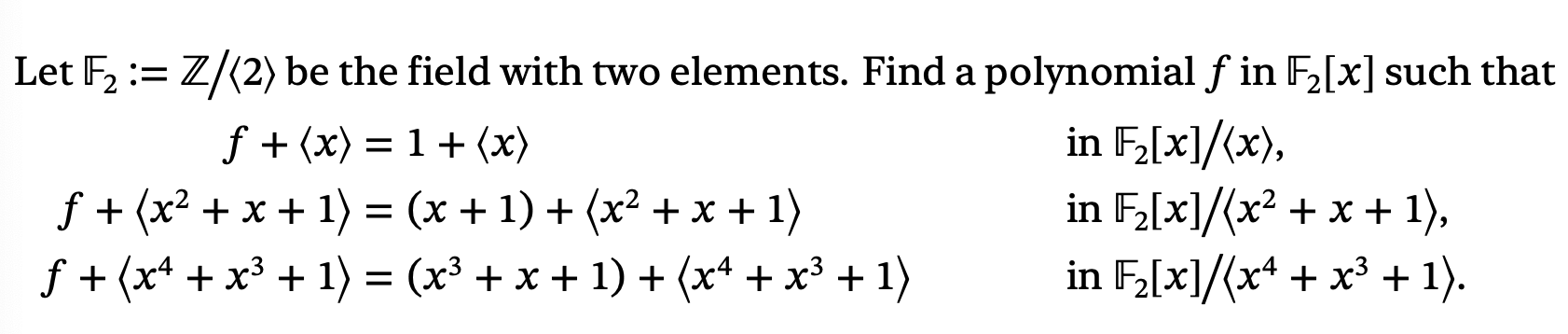 Solved Let F2:=Z/ 2 be the field with two elements. Find a | Chegg.com
