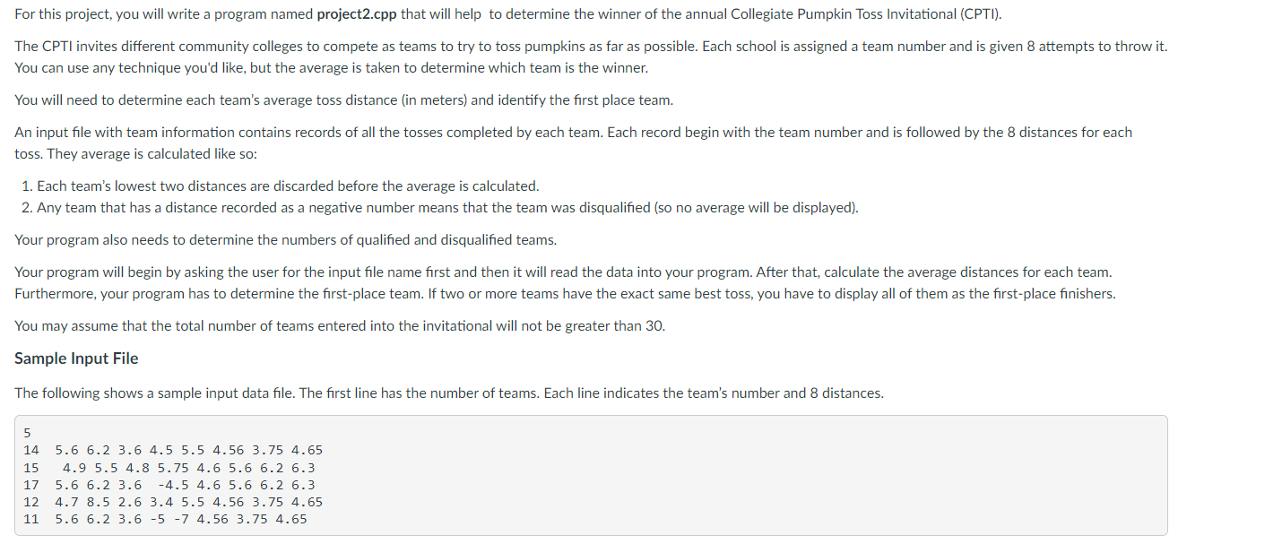 Solved For this project, you will write a program named | Chegg.com