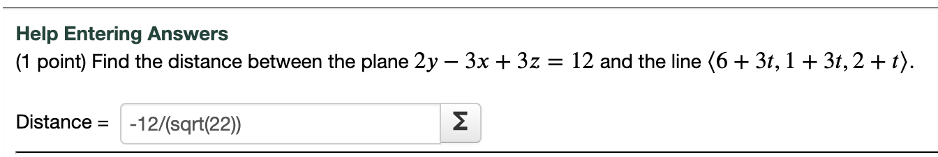 Solved Help Entering Answers (1 point) Find the distance | Chegg.com
