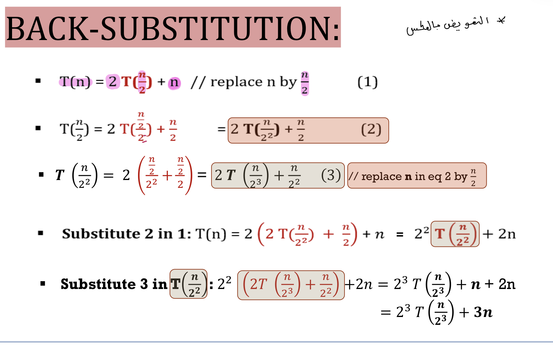 Solved - T(n)=2T(2n)+n// replace n by 2n - T(2n)=2 | Chegg.com