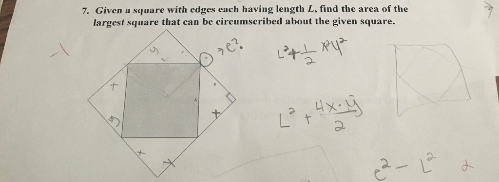 Solved 7. Given a square with edges each having length L, | Chegg.com