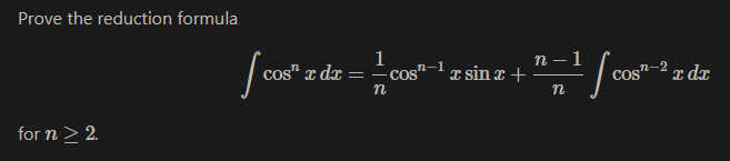 Solved Prove the reduction formula | Chegg.com