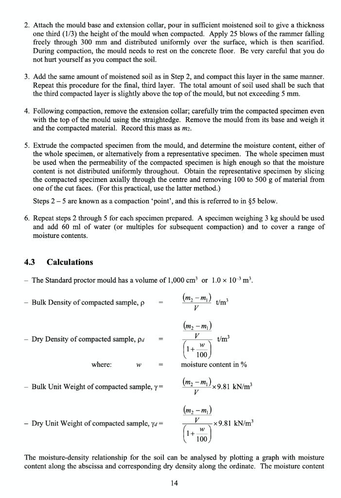 Solved PRACTICAL 3: STANDARD PROCTOR COMPACTION TEST 1. | Chegg.com