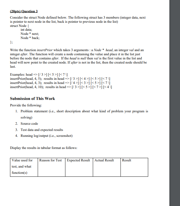 20pts Question 3 Consider The Struct Node Defined 