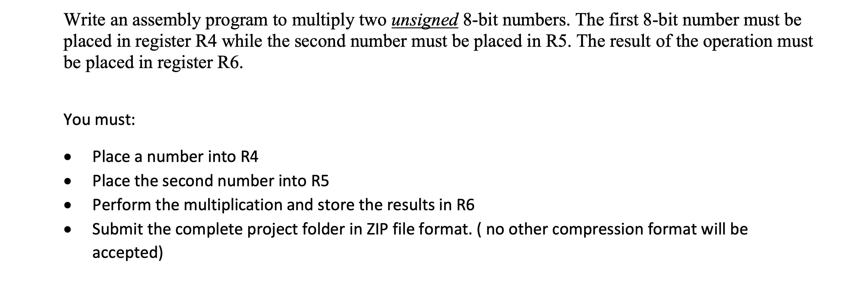 Solved Write an assembly program to multiply two unsigned | Chegg.com