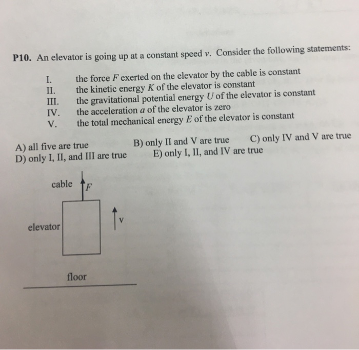 Solved An elevator is going up at a constant speed v. | Chegg.com