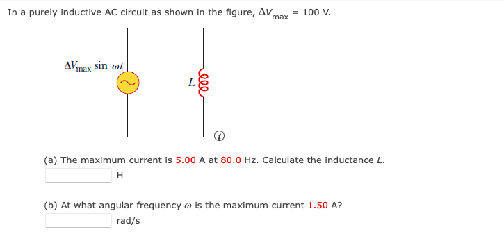 Solved In a purely inductive AC circuit as shown in the | Chegg.com