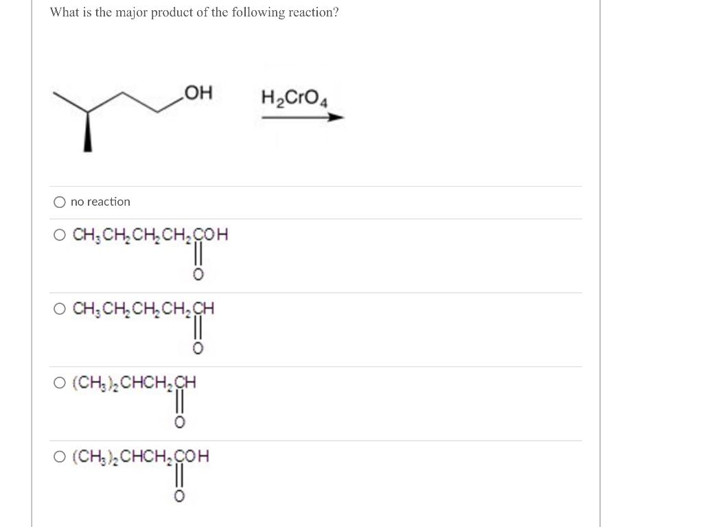 Solved What Is The Major Product Of The Following Reaction