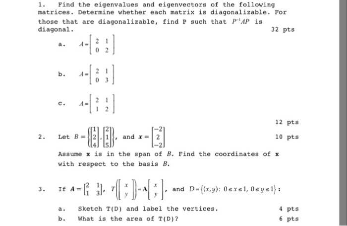 Solved 1 Find the eigenvalues and eigenvectors of the | Chegg.com