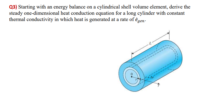 Solved Q3) Starting with an energy balance on a cylindrical | Chegg.com