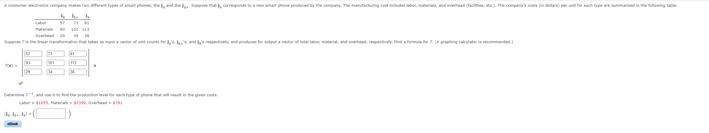 Solved \begin{tabular}{lrrr} & j8 & j8+ & j9 \\ \hline Labor | Chegg.com