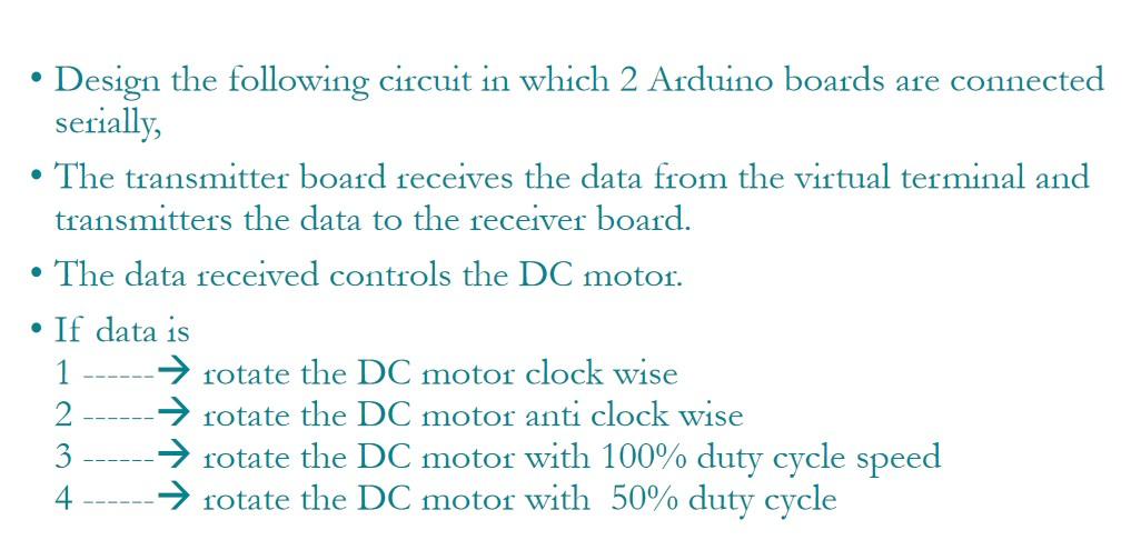 Solved Design the following circuit in which 2 Arduino | Chegg.com