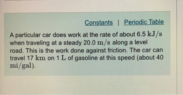 Solved Constants I Periodic Table A particular car does work | Chegg.com
