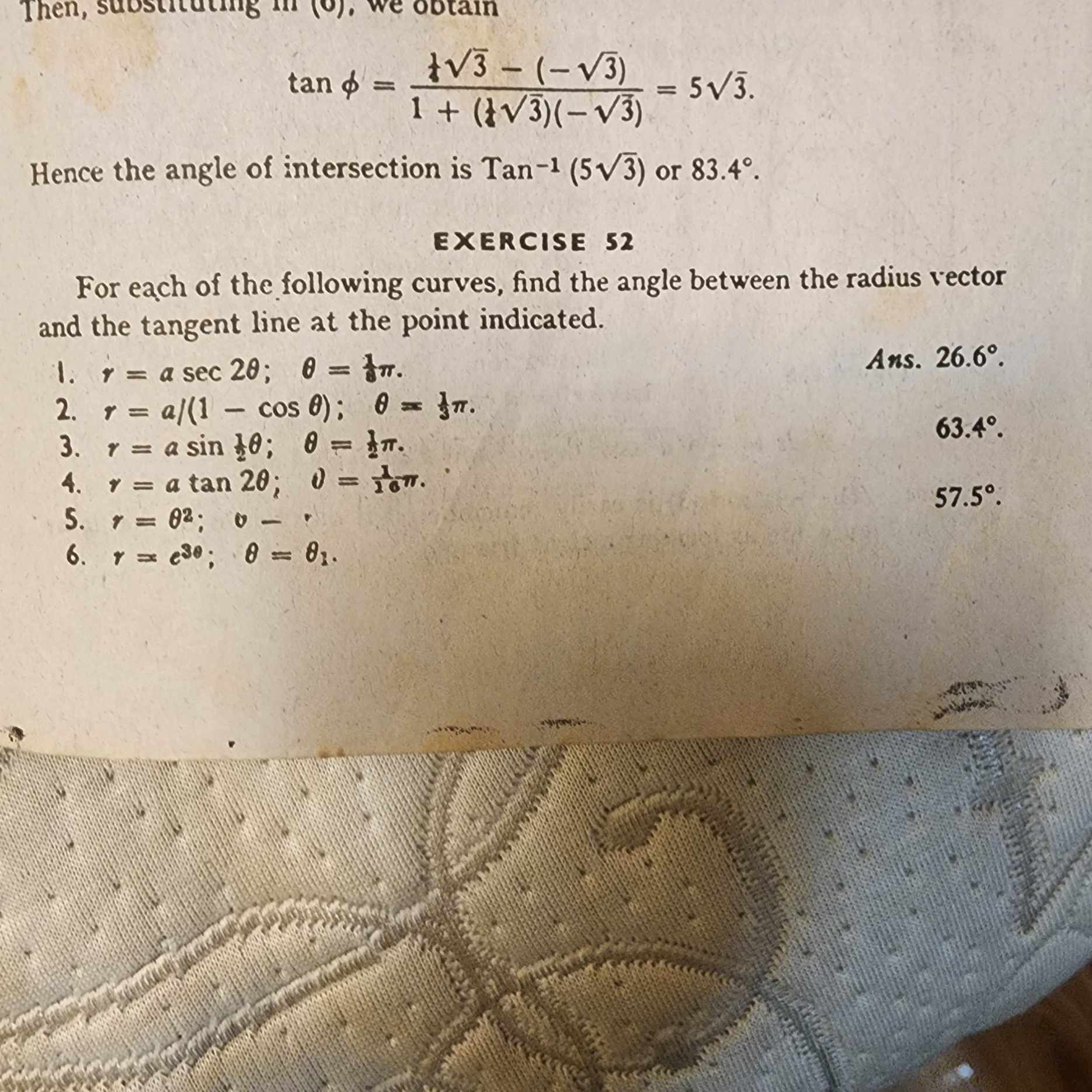 Solved tanφ=t32-(-32)1+(t32)(-32)=53.2Hence the angle of | Chegg.com