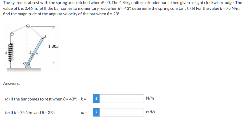 Solved The system is at rest with the spring unstretched | Chegg.com