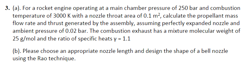 3. (a). For a rocket engine operating at a main | Chegg.com