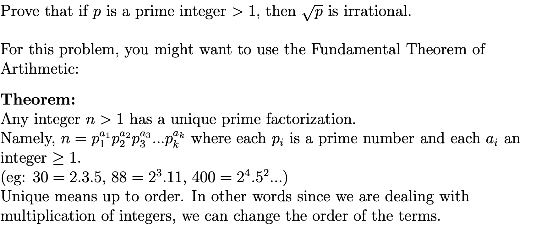 Solved Prove that if p is a prime integer >1, then p is | Chegg.com