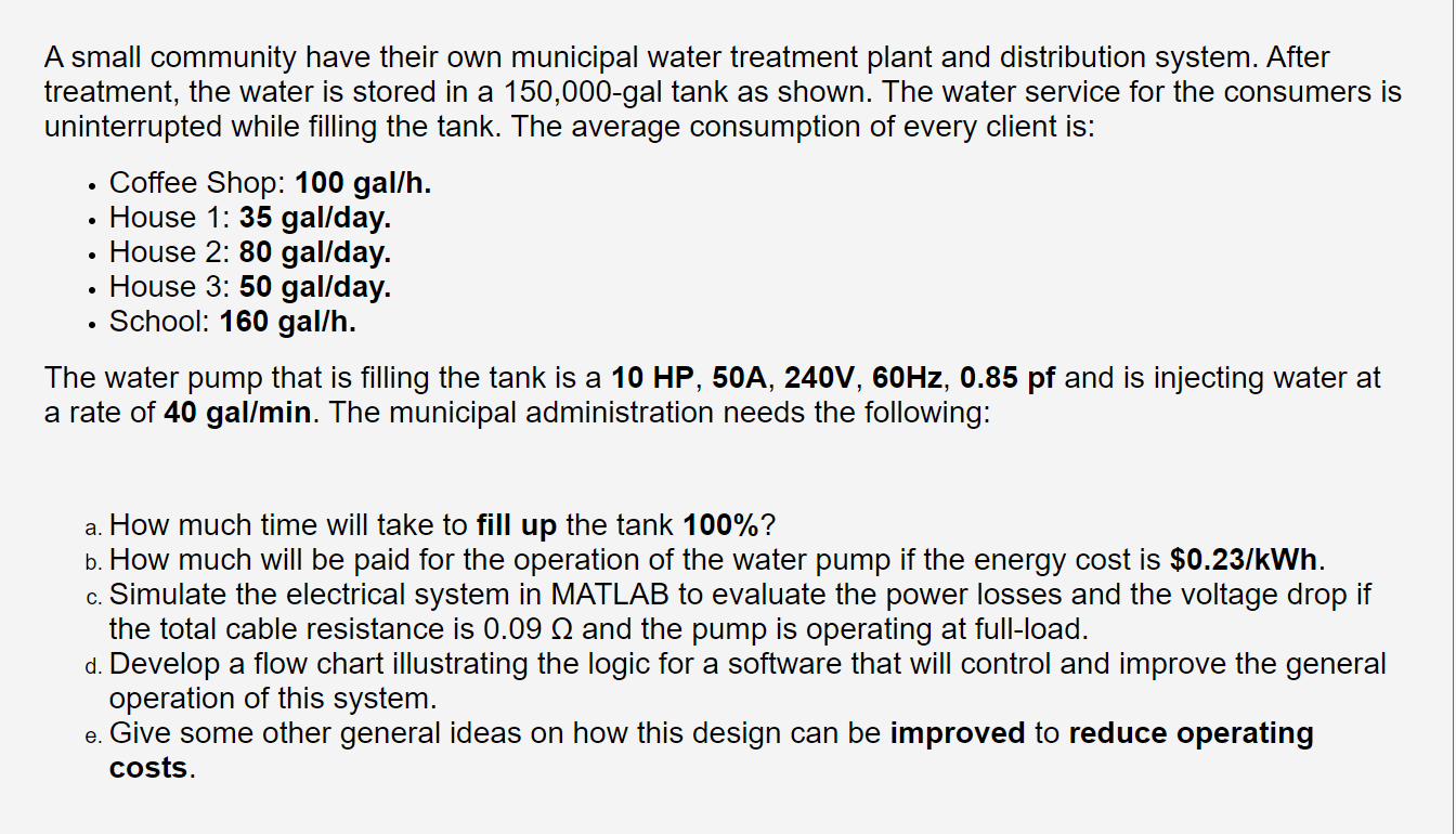 Solved A small community have their own municipal water | Chegg.com