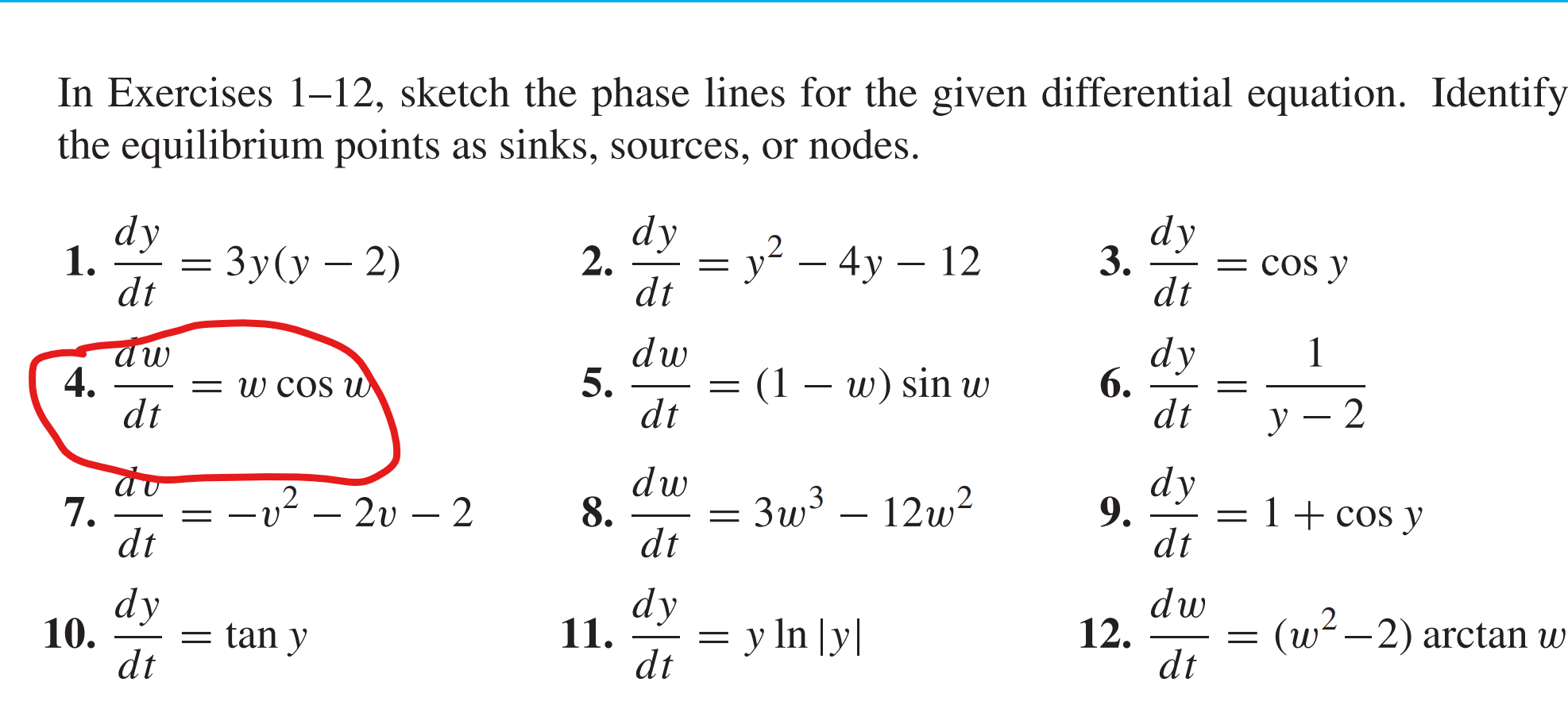 Solved In Exercises 1-12, sketch the phase lines for the | Chegg.com
