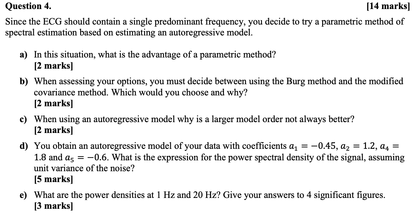 Solved Question 4.[14 ﻿marks]Since the ECG should contain a | Chegg.com