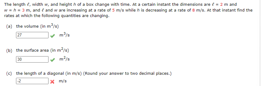 Solved The length l, ﻿width w, ﻿and height h ﻿of a box | Chegg.com