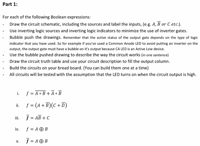 Solved Part 1: For each of the following Boolean expressions | Chegg.com