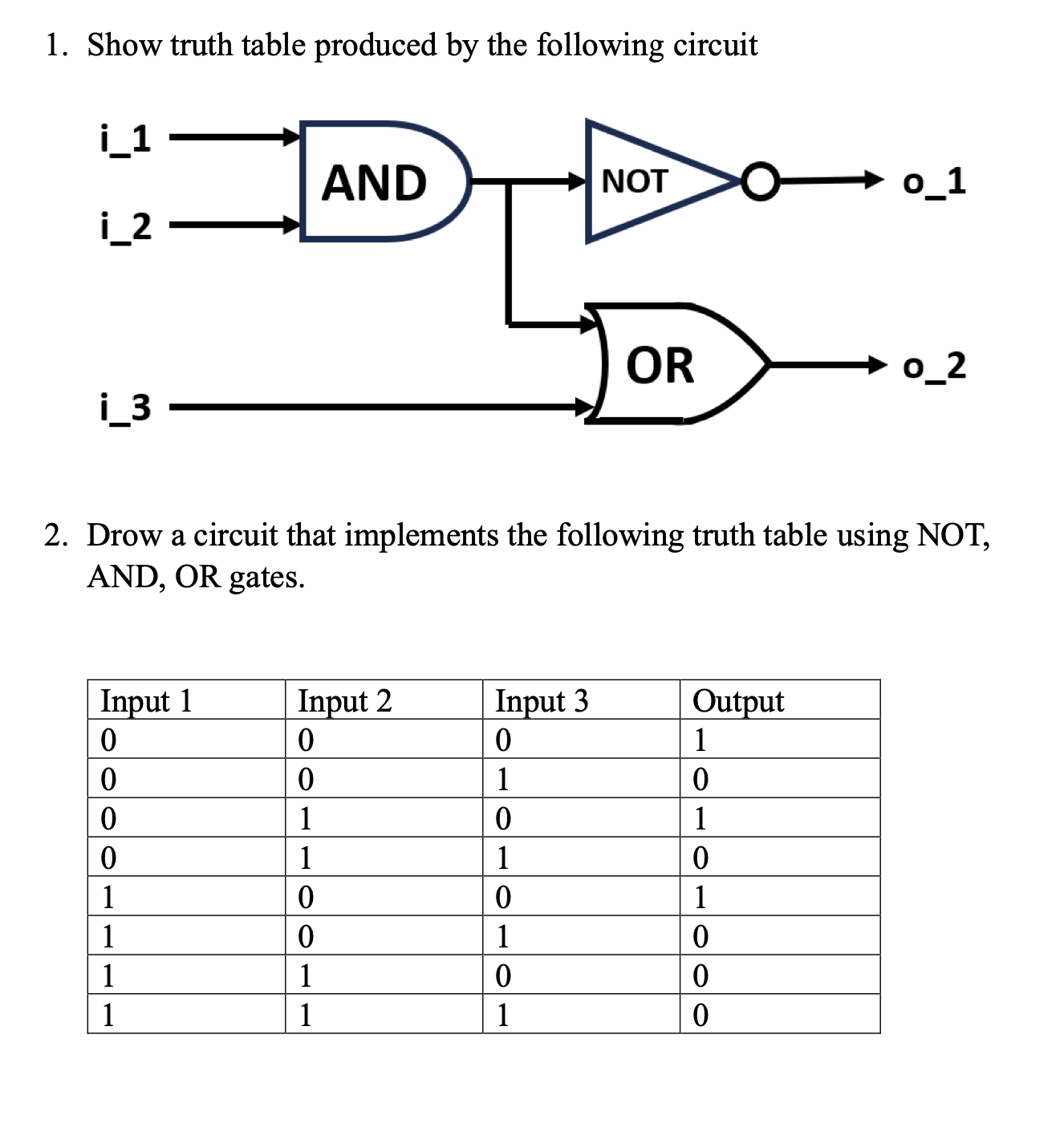 Solved 1. Show truth table produced by the following circuit | Chegg.com