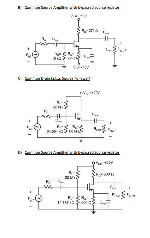 Solved 1) Small Signal Parameters: For the following FET | Chegg.com