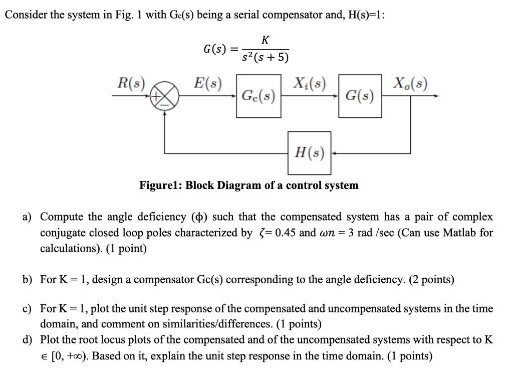 Solved Consider the system in Fig. 1 with Gc(s) being a | Chegg.com