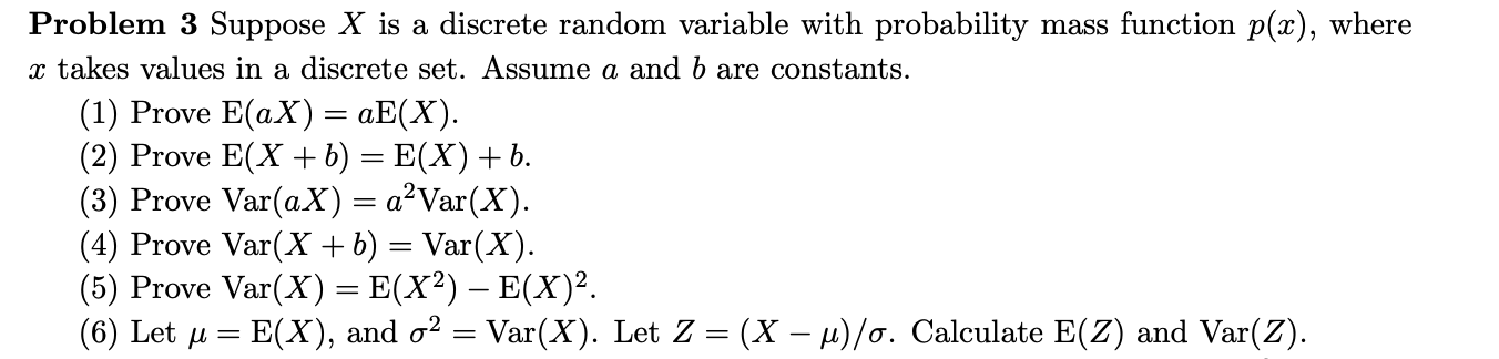 Solved Problem 3 Suppose X Is A Discrete Random Variable 
