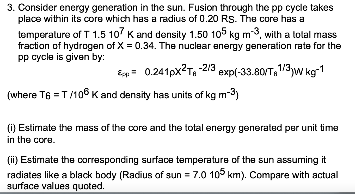 Solved 3. Consider energy generation in the sun. Fusion | Chegg.com
