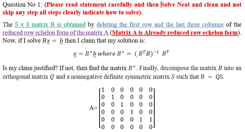 Solved Question No 1: (Please read statement carefully and | Chegg.com Solved Question No 1: (Please read statement carefully and | Chegg.com