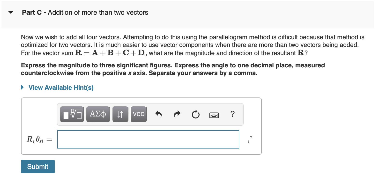 Solved Learning Goal: To use geometric and component | Chegg.com