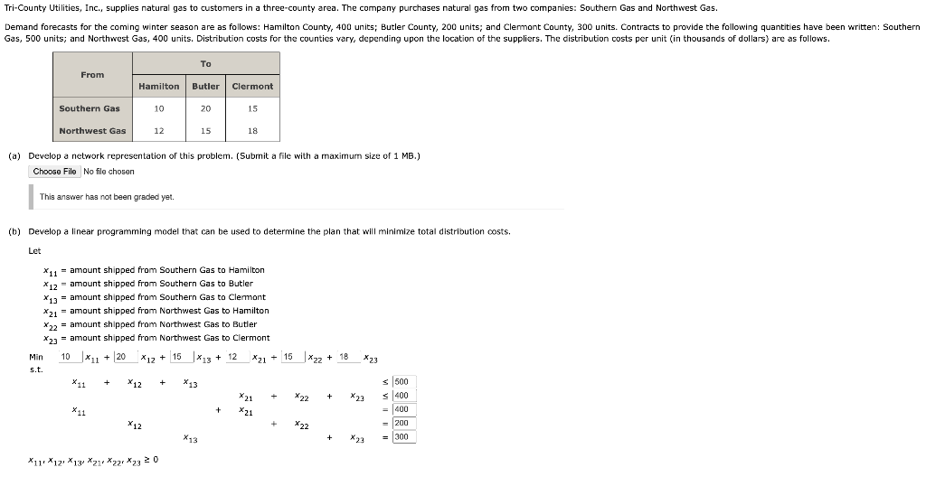 Solved Tri-County Utilities, Inc,, supplies natural gas to | Chegg.com