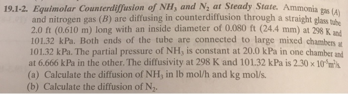 Solved 19.1-2. Equimolar Counterdiffusion of NH, and N, at | Chegg.com