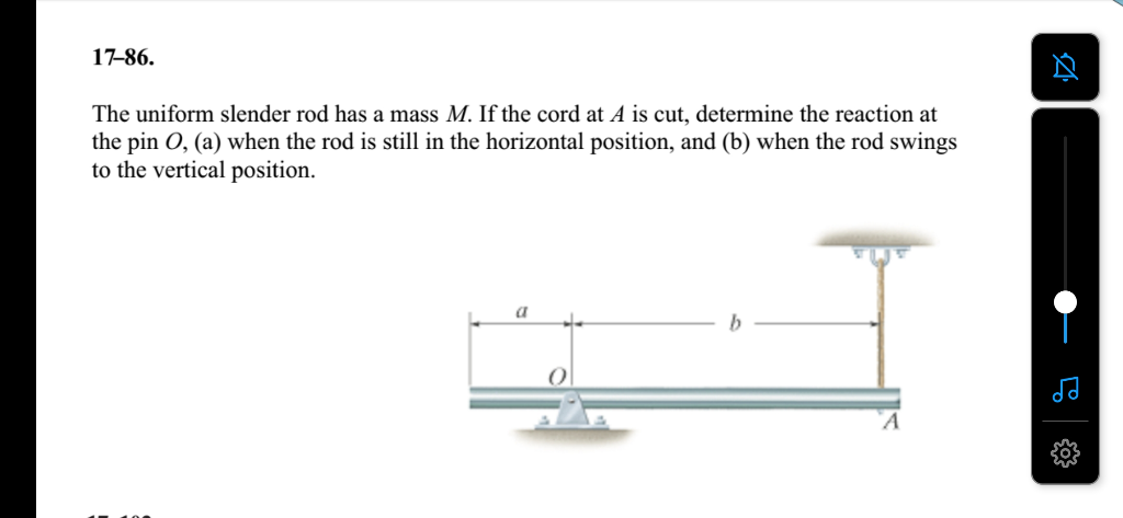 Solved 17–86. The uniform slender rod has a mass M. If the | Chegg.com