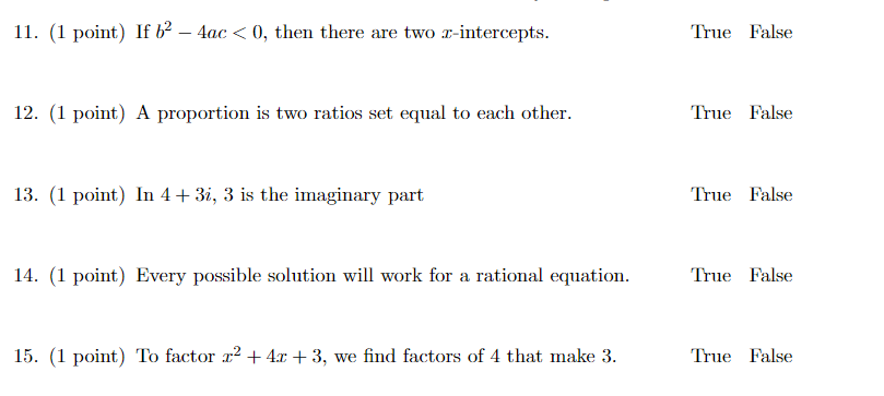 Solved 11. (1 point) If b2−4ac