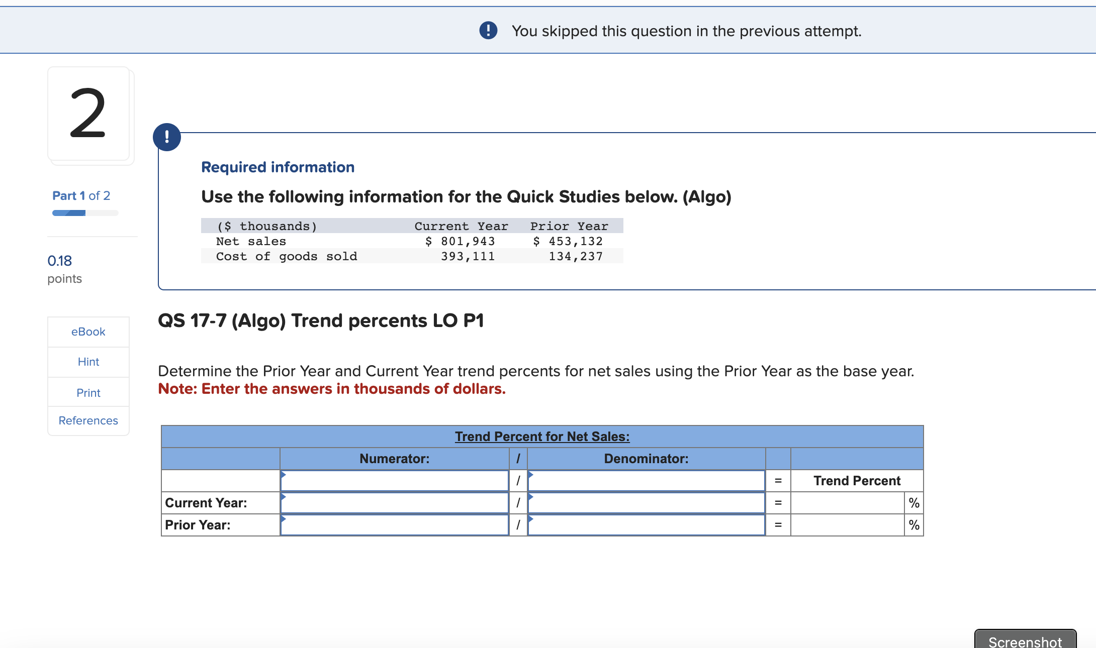 Solved (1) You skipped this question in the previous | Chegg.com