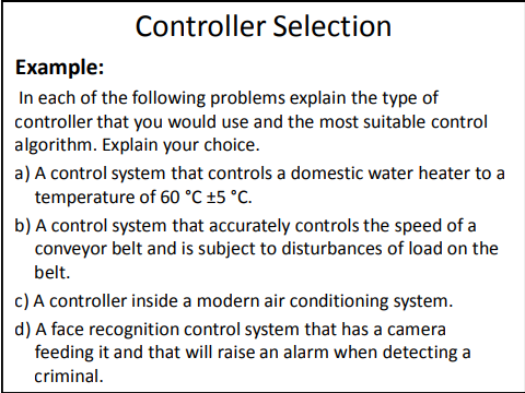 Solved Controller Selection Example: In each of the | Chegg.com
