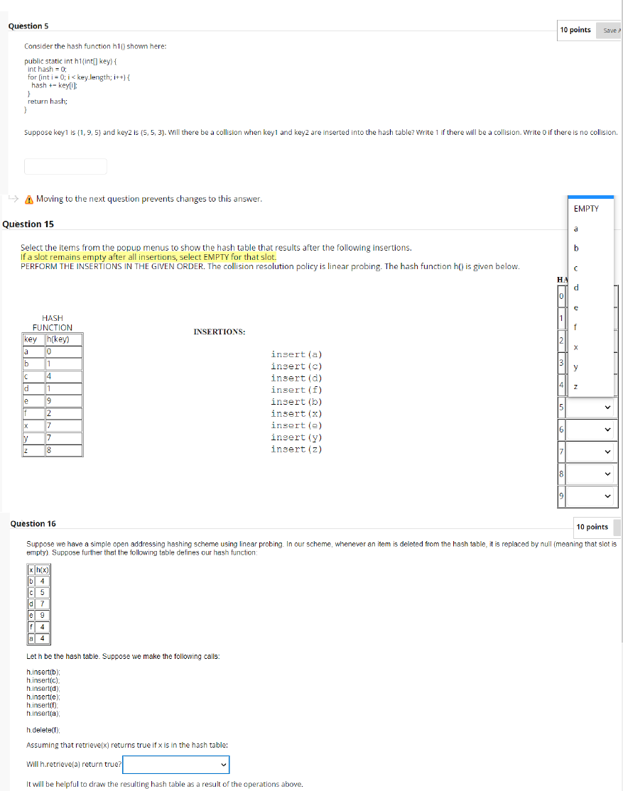 Solved Question 5 10 points Save Consider the hash function | Chegg.com