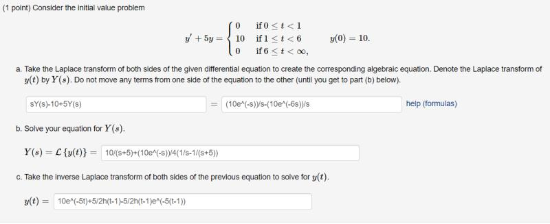 Solved 0 (1 point) Consider the initial value problem ifo | Chegg.com