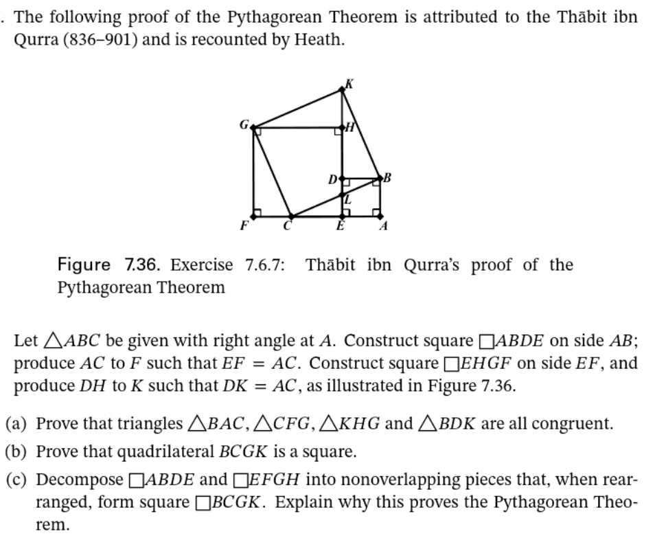 Solved . The following proof of the Pythagorean Theorem is | Chegg.com