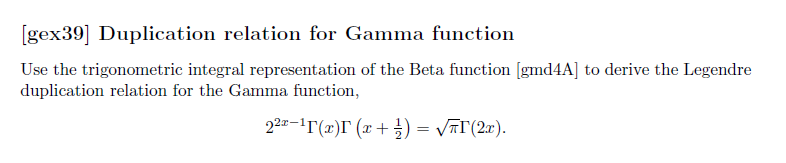 Solved [gex39] Duplication relation for Gamma function Use | Chegg.com