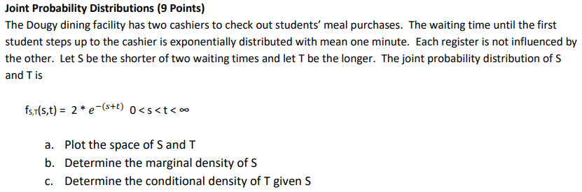 Solved Joint Probability Distributions (9 points) The Dougy | Chegg.com